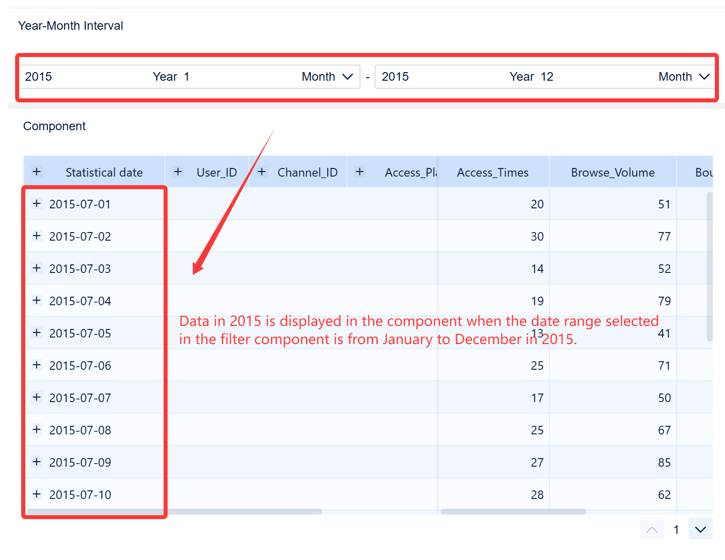 [Direct Connection] Transferring Parameters by Year-Month Interval Component- FineBI Help Document