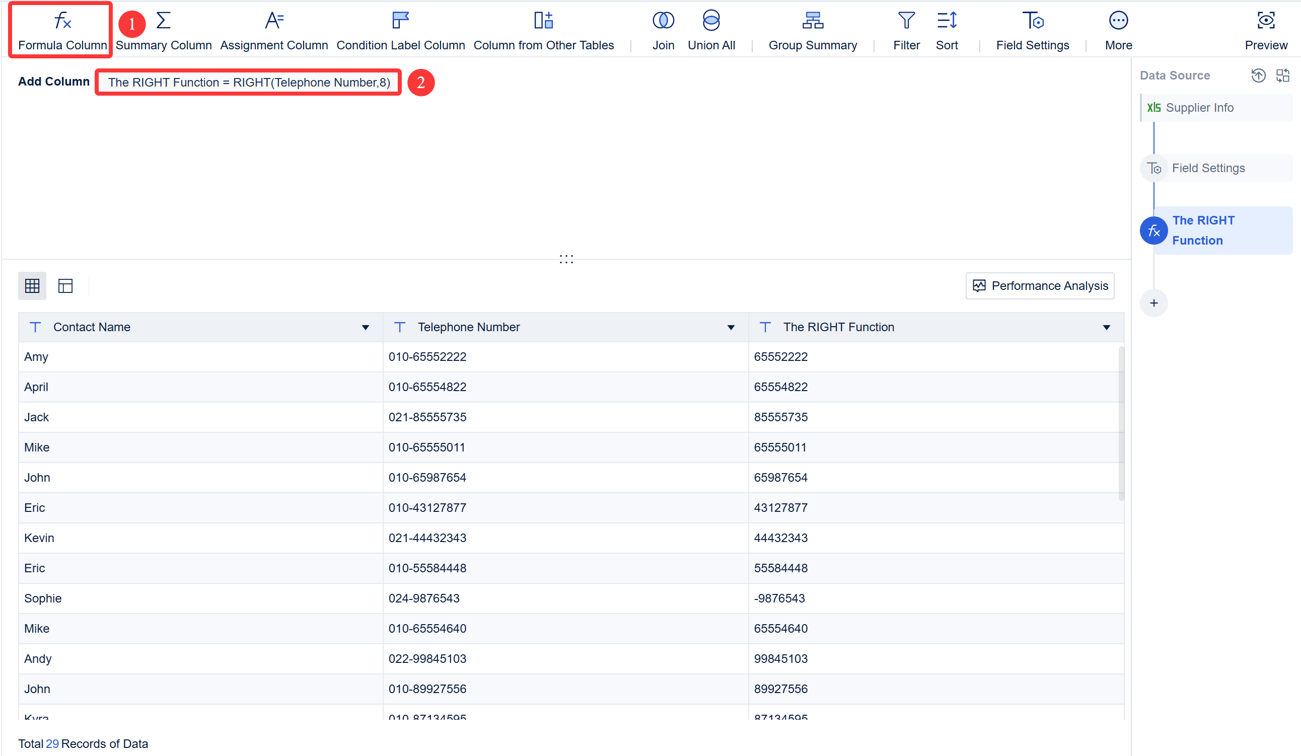 Returning Specific Characters in a Field- FineBI Help Document