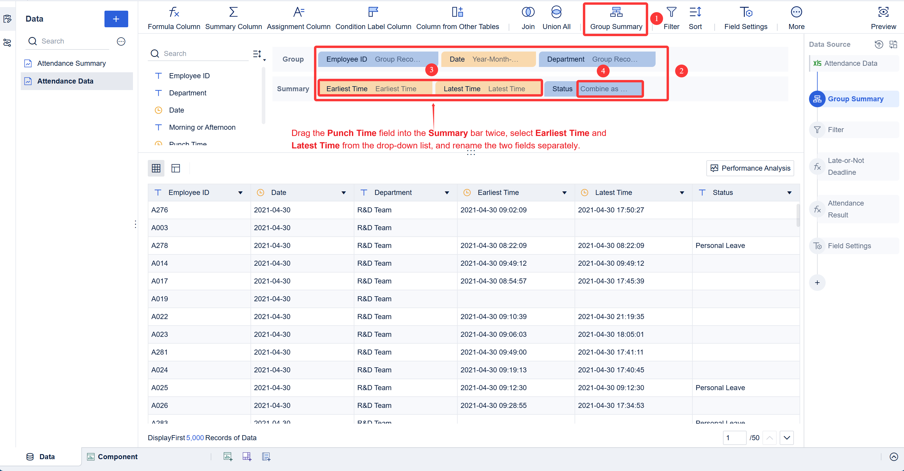 Case Study of Department Attendance Analysis- FineBI Help Document