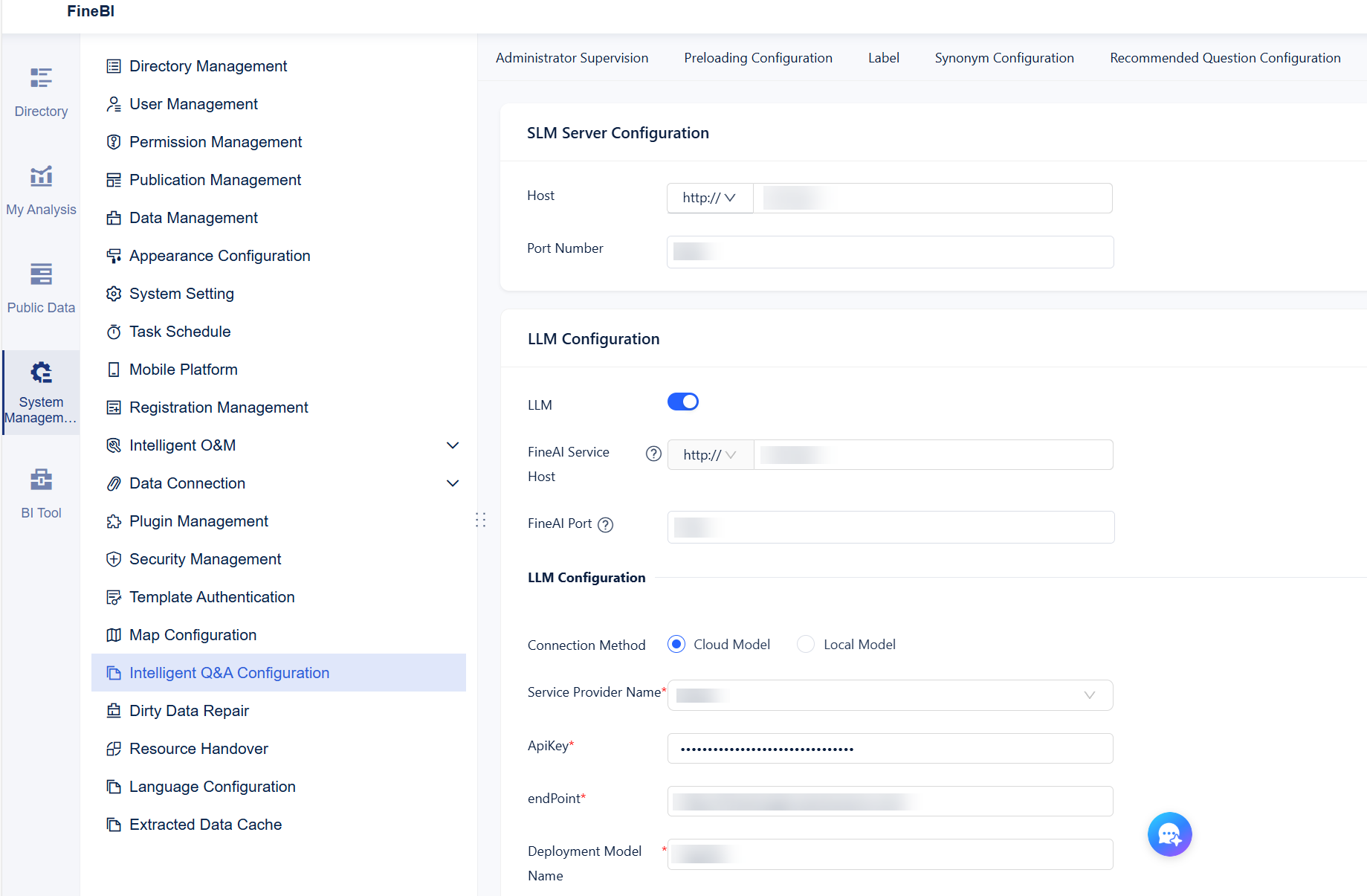 LLM Configuration- FineBI Help Document