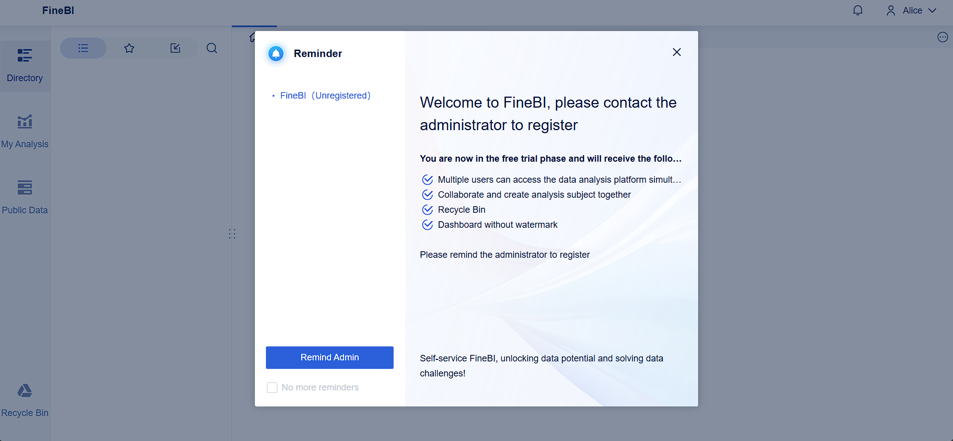 Registration Introduction- FineBI Help Document