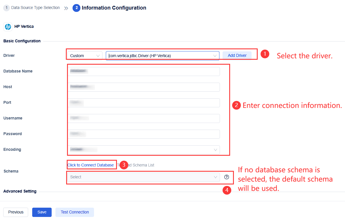 Data Connection to HP Vertica- FineBI Help Document