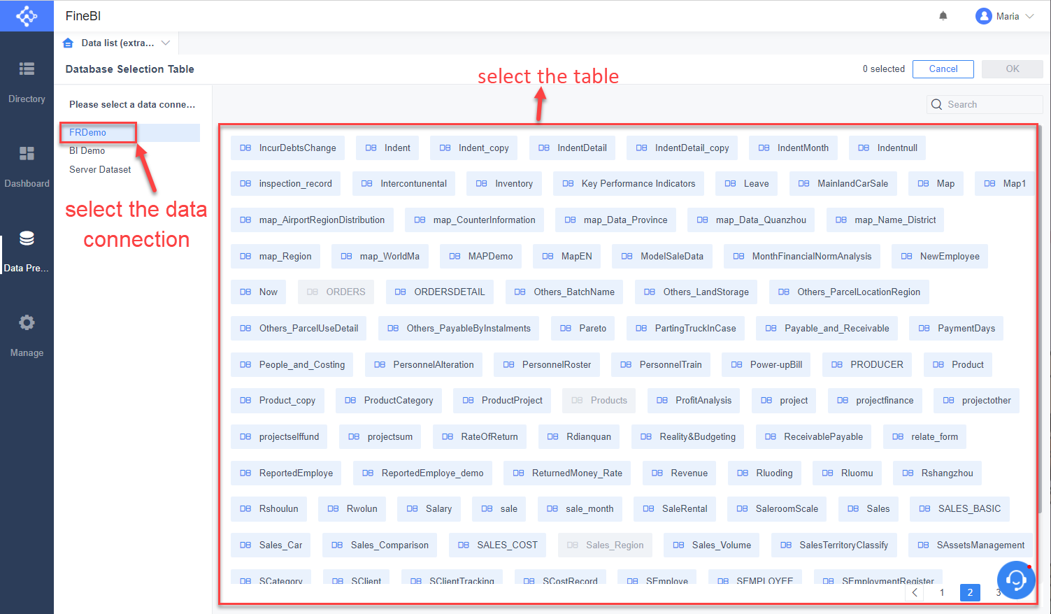 Add database table- FineBI Help Document FineBI Document