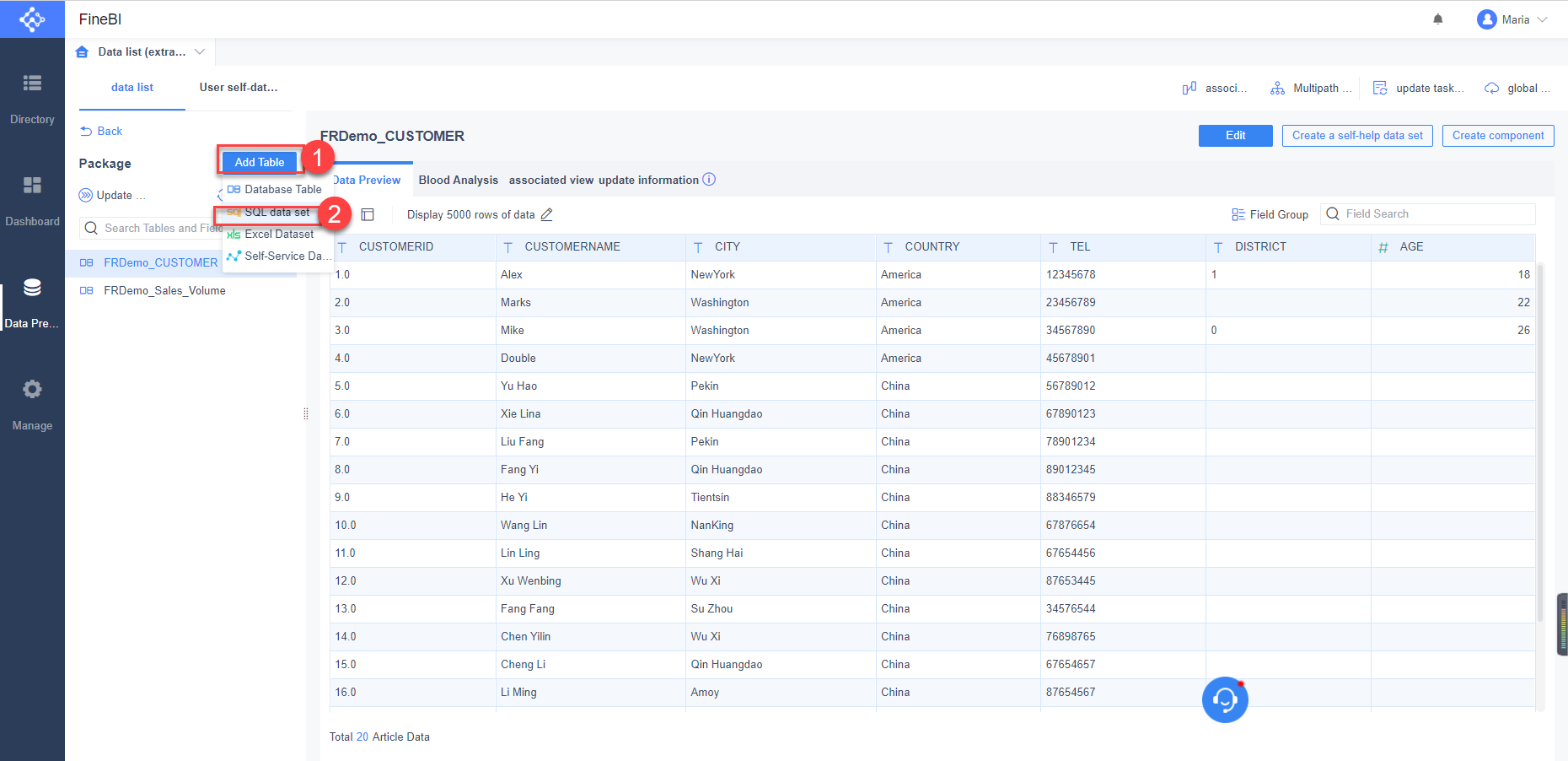 Add SQL dataset- FineBI Help Document FineBI Document