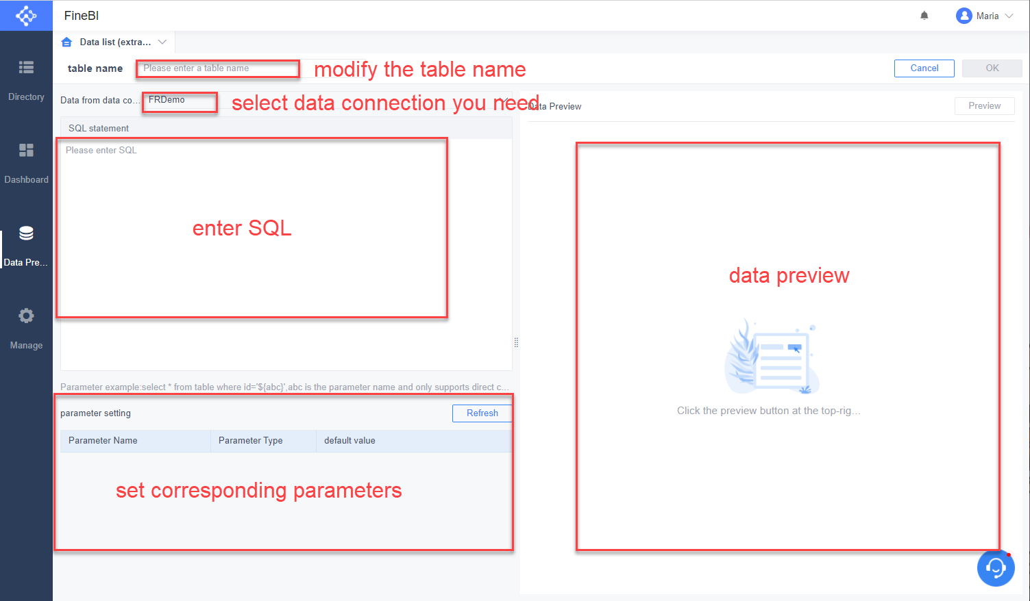 Add SQL dataset- FineBI Help Document FineBI Document