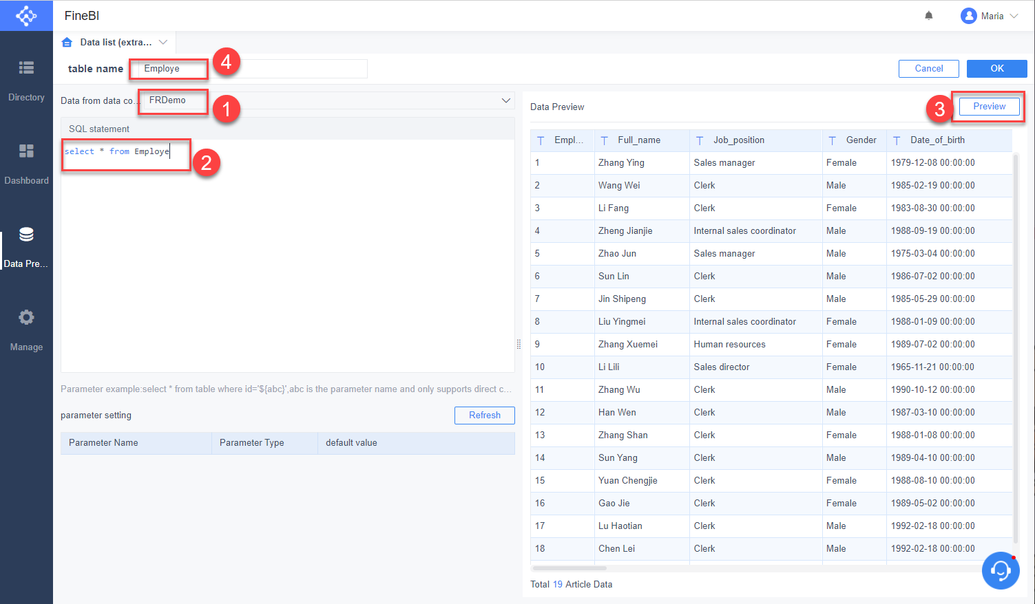 Add SQL dataset- FineBI Help Document FineBI Document