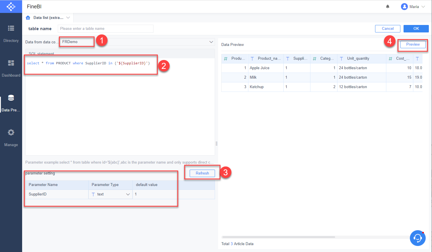 Add SQL dataset- FineBI Help Document FineBI Document