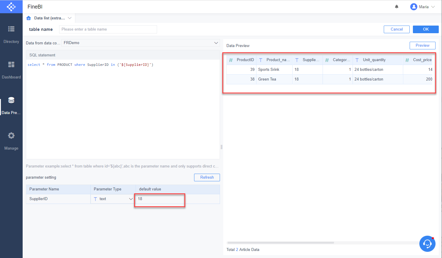 Add SQL dataset- FineBI Help Document FineBI Document