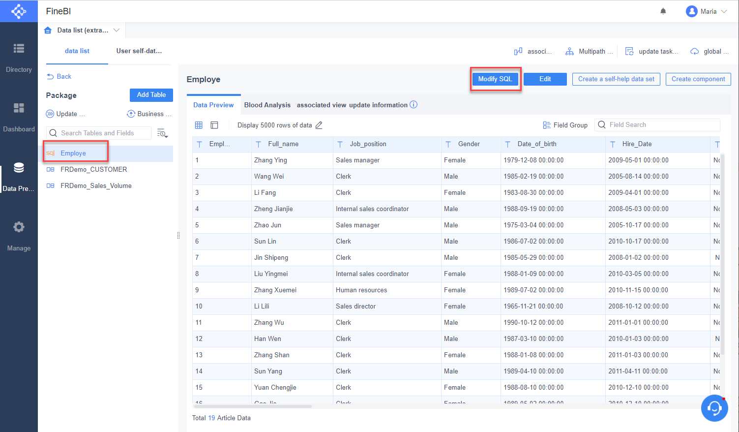 Add SQL dataset- FineBI Help Document FineBI Document