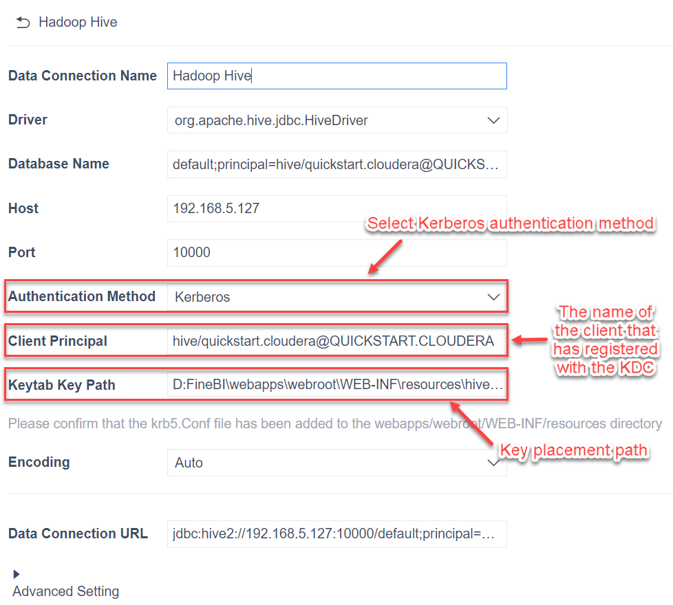 Data connection Kerberos authentication- FineBI Help Document FineBI Document
