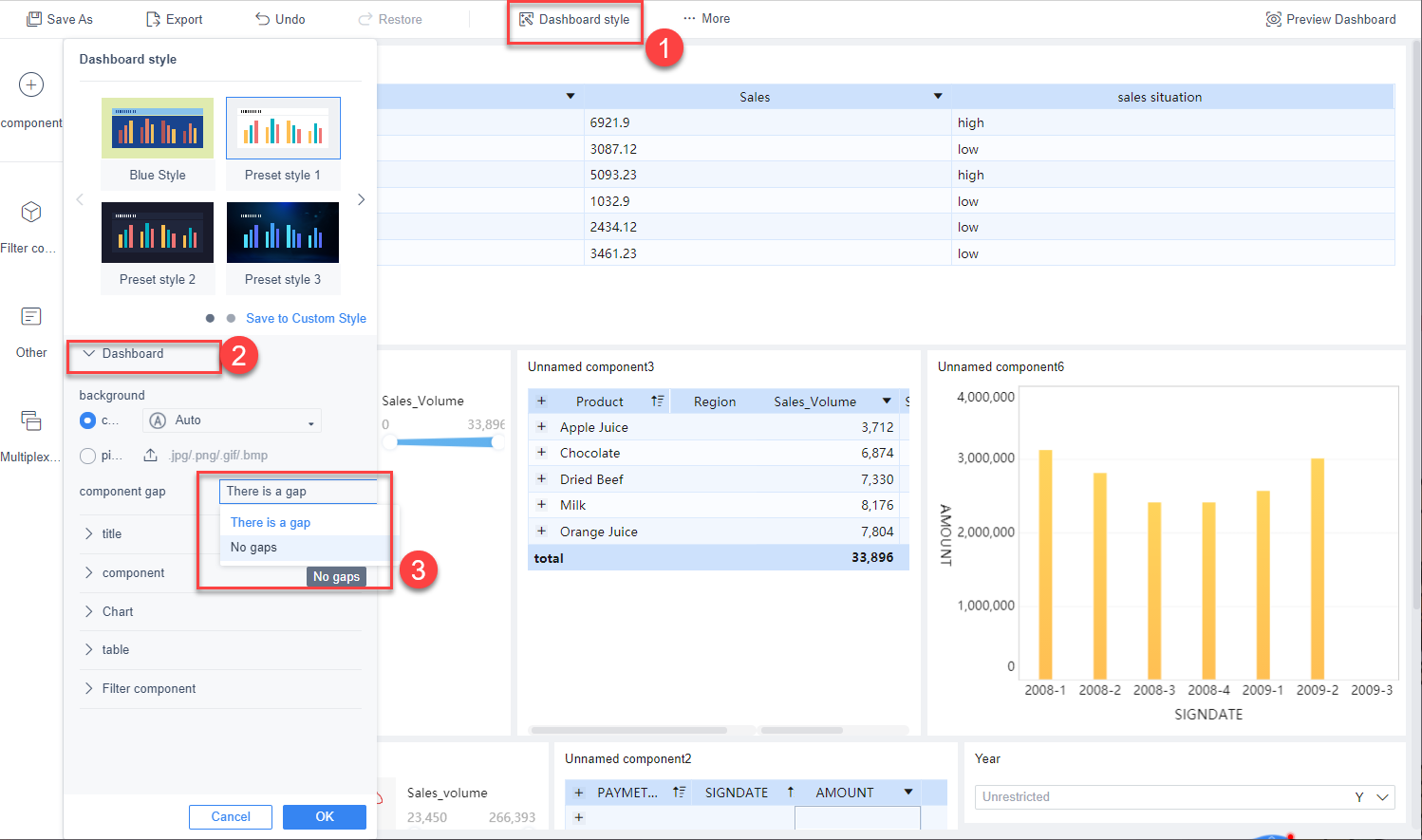Dashboard layout- FineBI Help Document FineBI Document