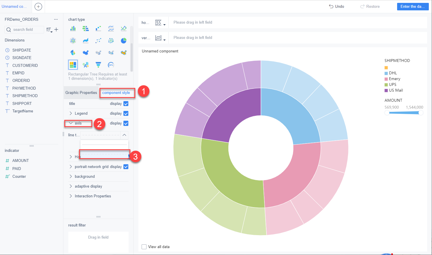 Multi-layer pie chart- FineBI Help Document FineBI Document