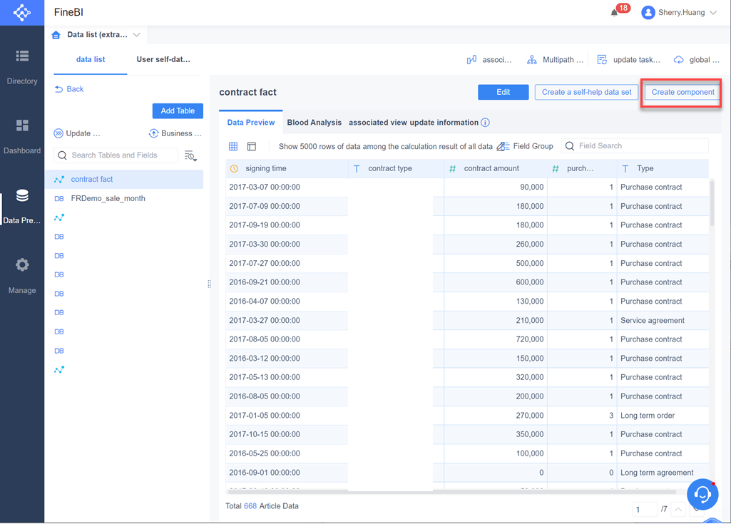 Dynamic switching field in table- FineBI Help Document FineBI Document