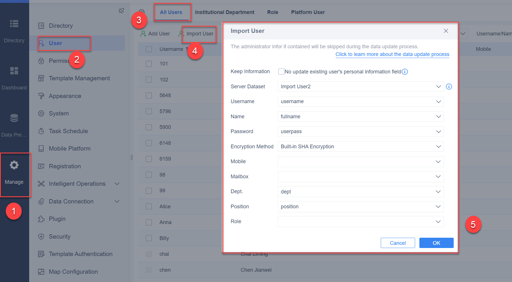 Importing Users- FineBI Document