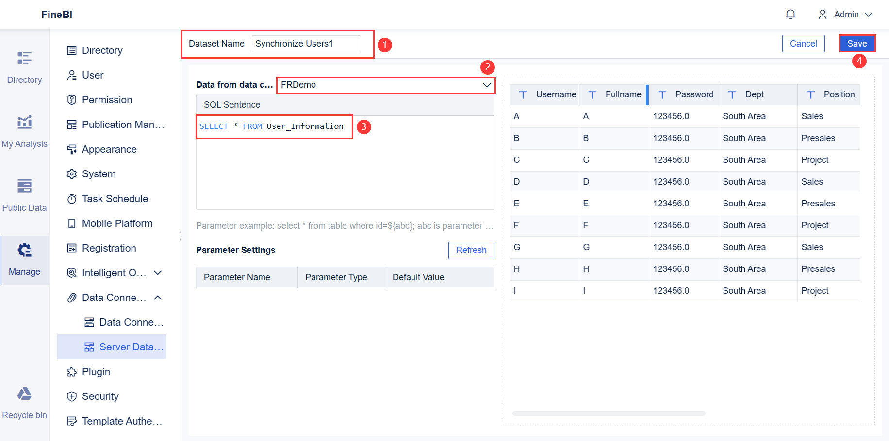 Synchronizing Users- FineBI Document
