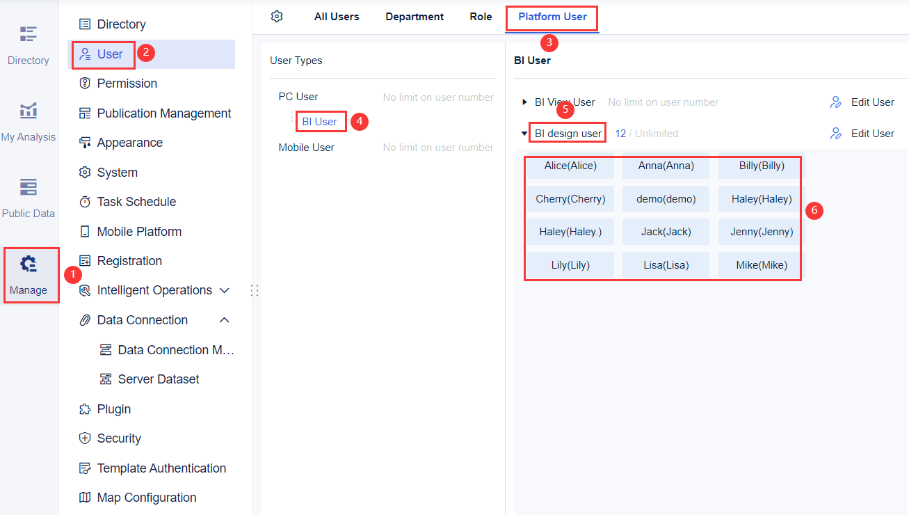 Assigning Permissions Through System Parameters- FineBI Document