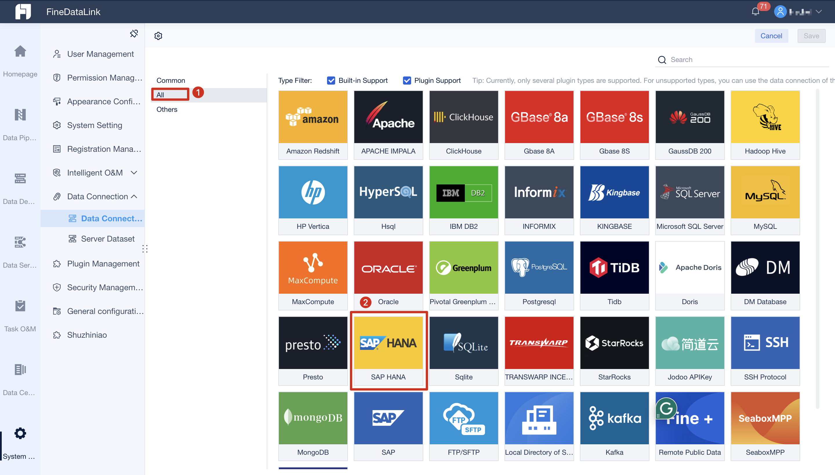 SAP HANA Data Connection- FineDataLink Help Document