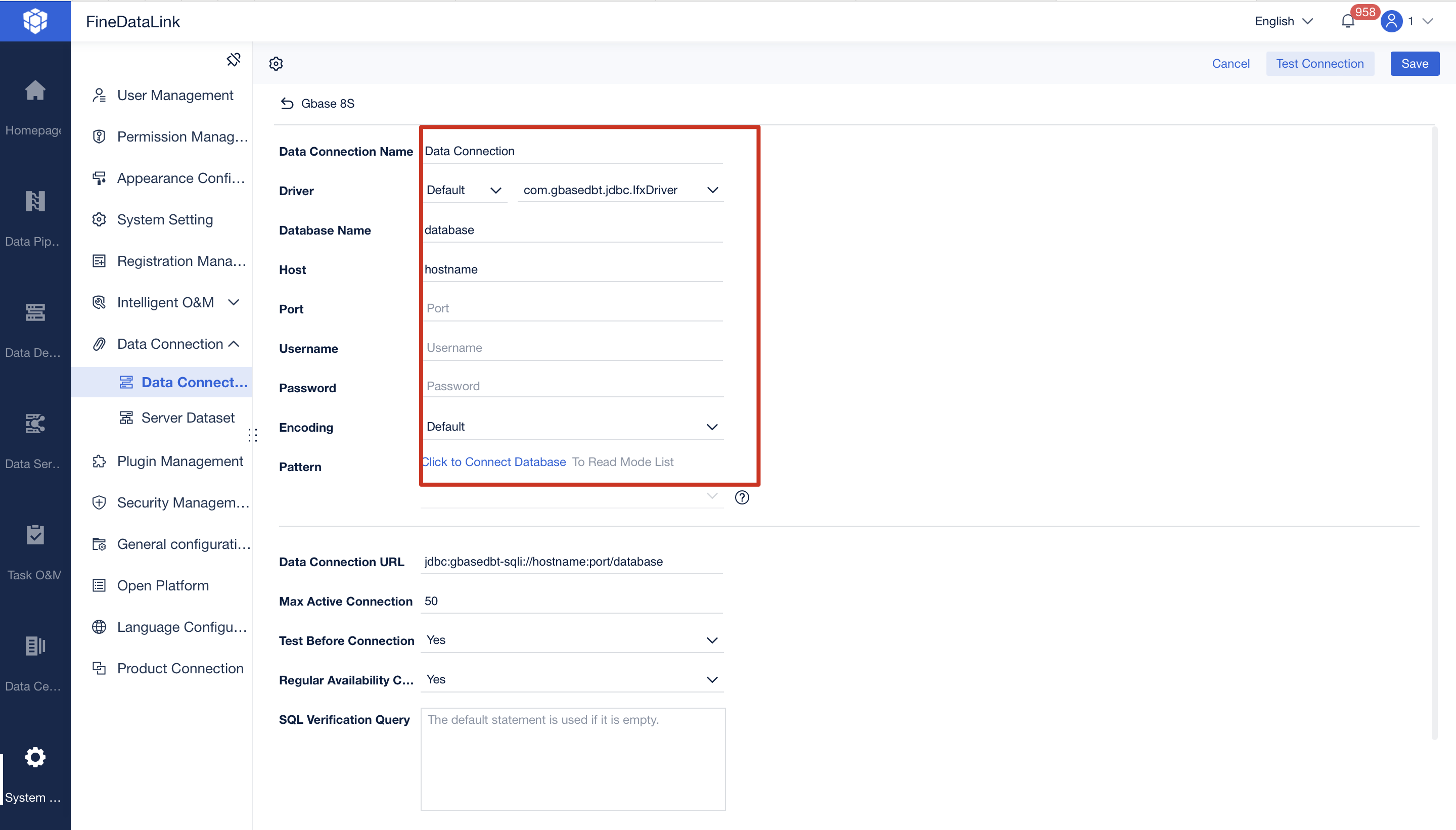 GBase 8S Data Connection- FineDataLink Help Document