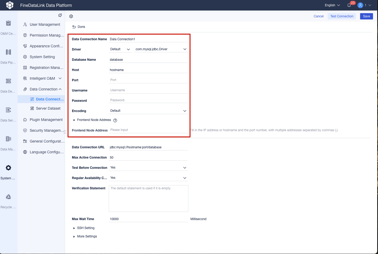 Doris Data Connection- FineDataLink Help Document