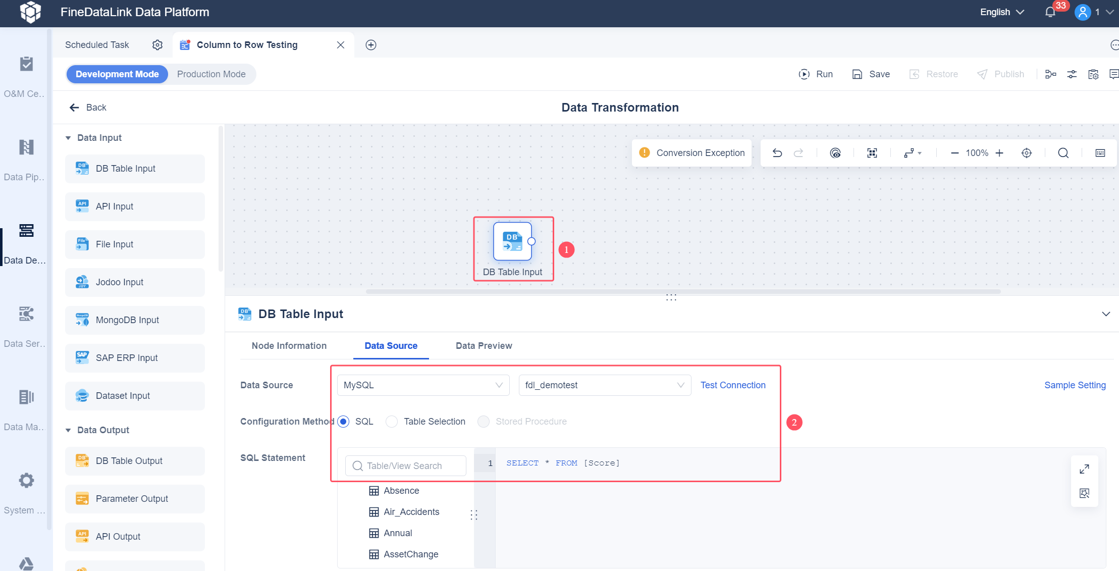Column-to-Row Conversion- FineDataLink Help Document