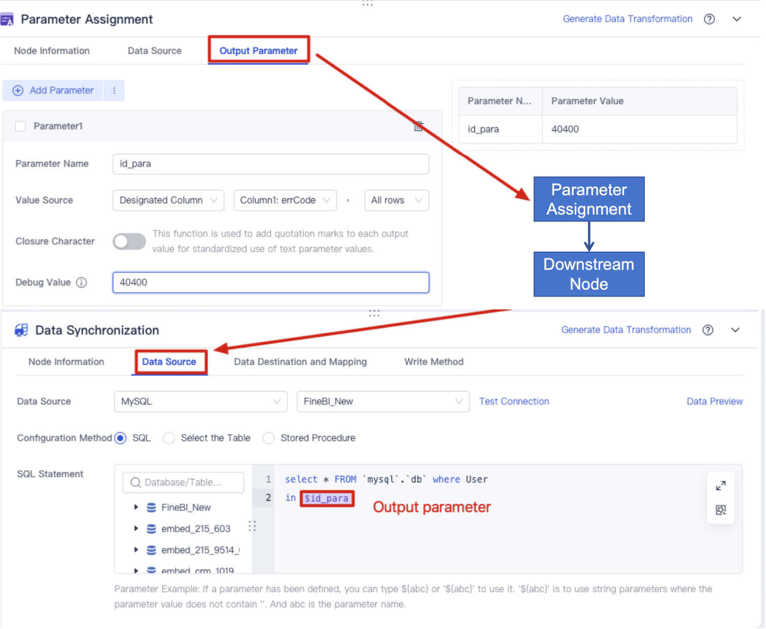 Parameter Assignment- FineDataLink Help Document