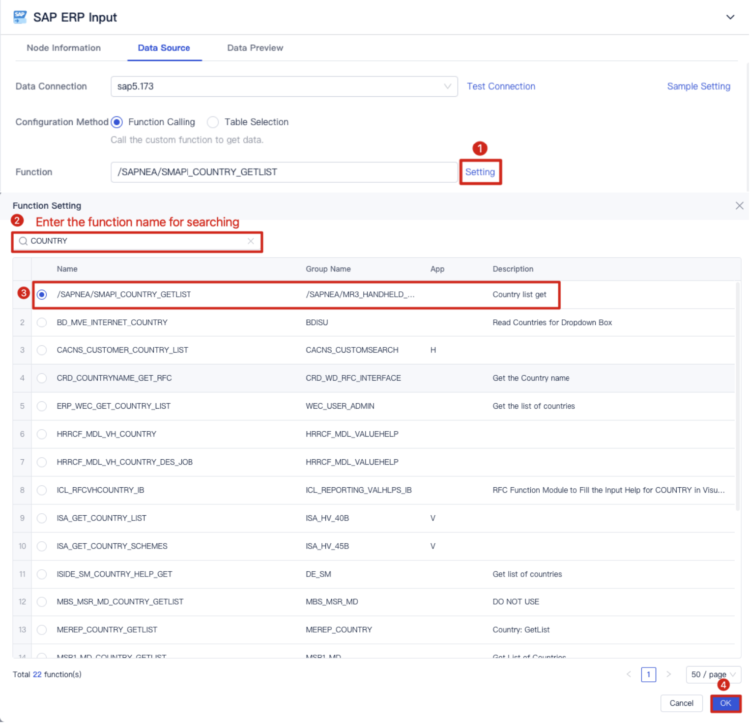 Fetching Data by Calling SAP Functions Without Parameters- FineDataLink Help Document