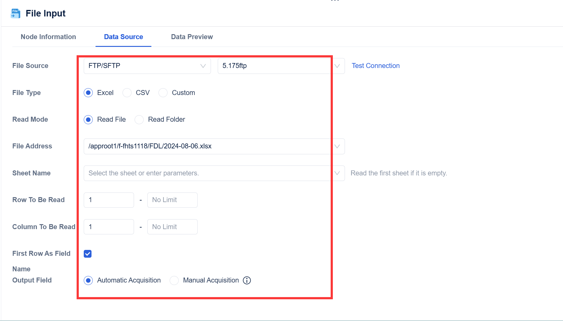 Using the File Input Operator to Read a Single File- FineDataLink Help ...
