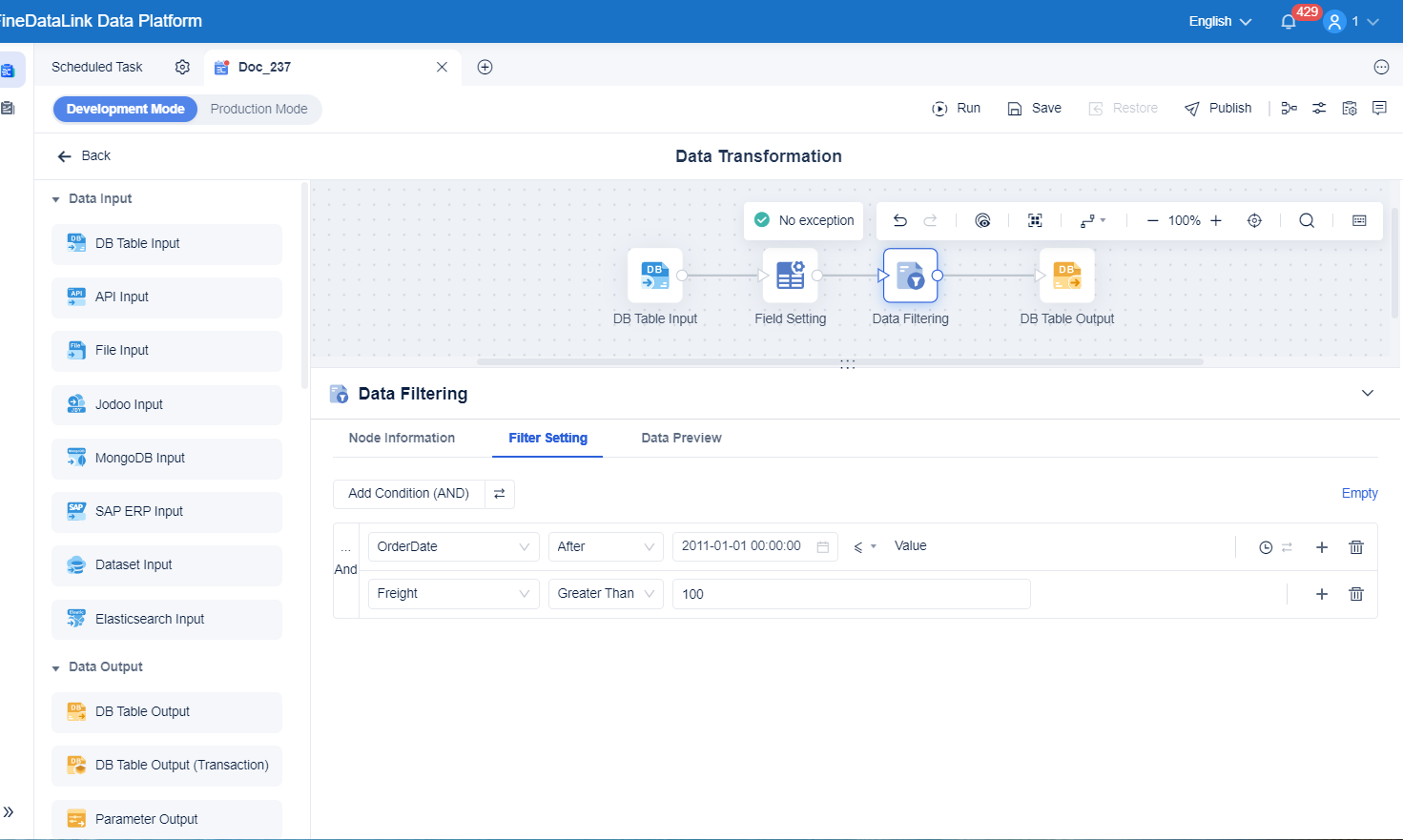 Data Filtering- FineDataLink Help Document