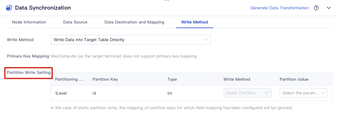 Partition Table Creation and Data Reading/Writing- FineDataLink Help Document