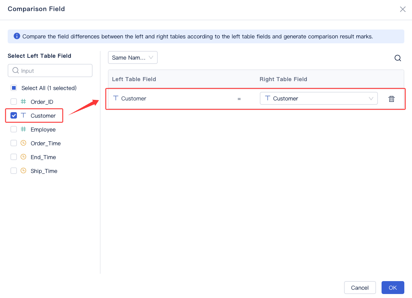 Function Description of Data Comparison- FineDataLink Help Document