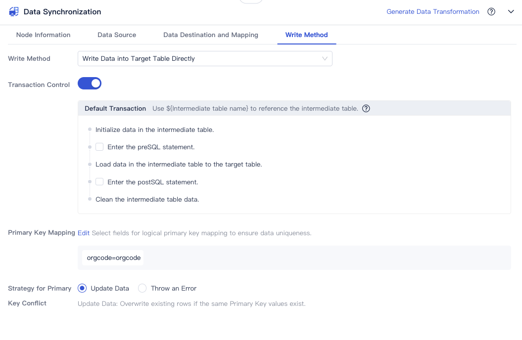 Data Synchronization - Write Method- FineDataLink Help Document