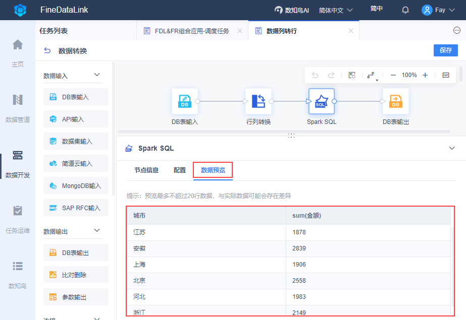 FDL和FineReport组合应用示例- FineDataLink帮助文档