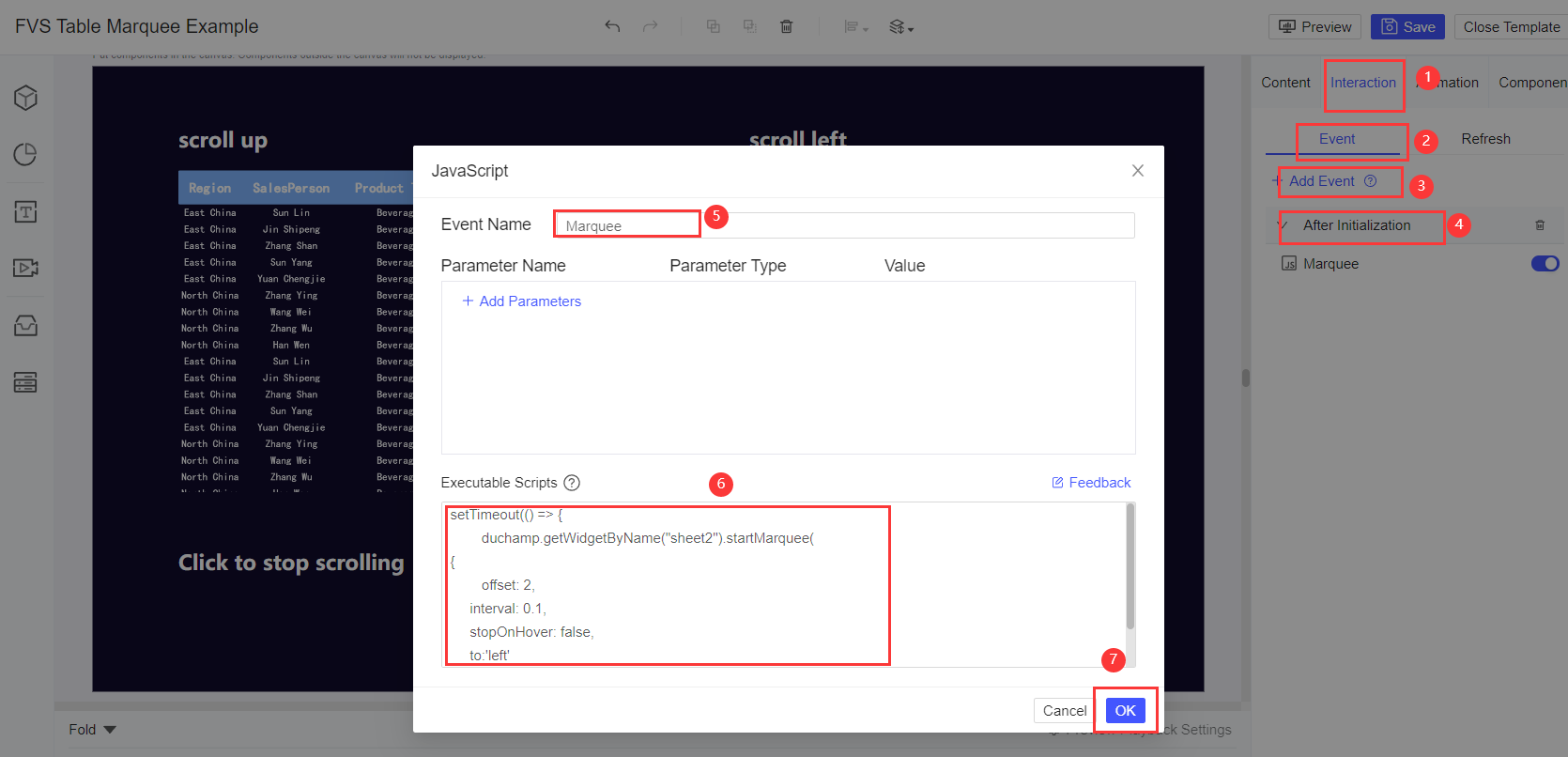 FVS Table Marquee-FineReport Help Document