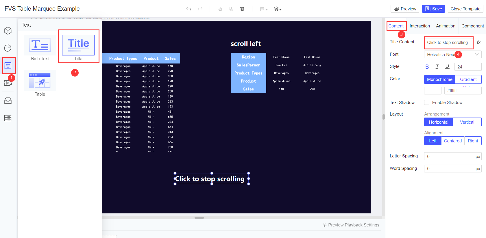 FVS Table Marquee-FineReport Help Document