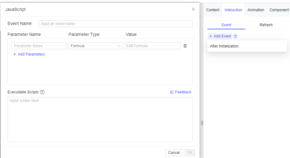 JS Event Supported by FVS-FineReport Help Document