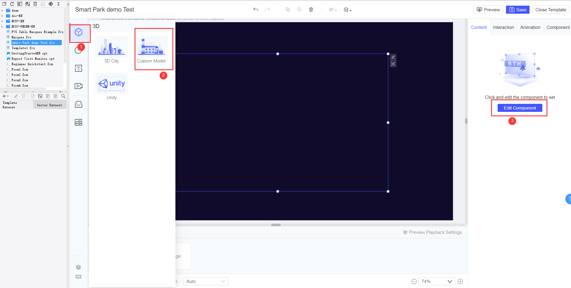 Creating a 3D Park Monitoring Scene-FineReport Help Document