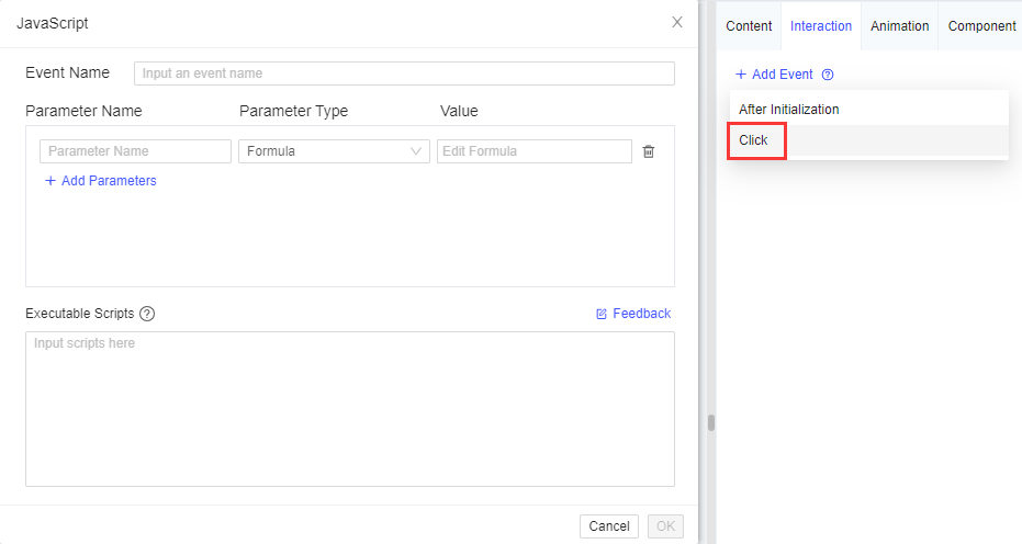 JS Event Supported by FVS-FineReport Help Document