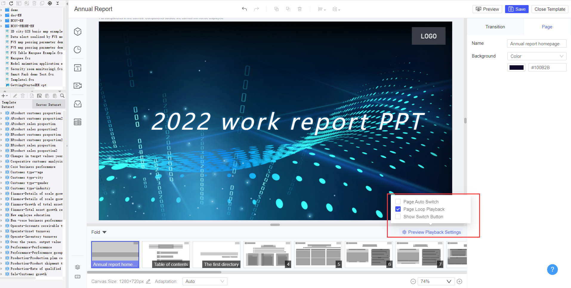 Making a Multi-page FVS Slideshow-FineReport Help Document