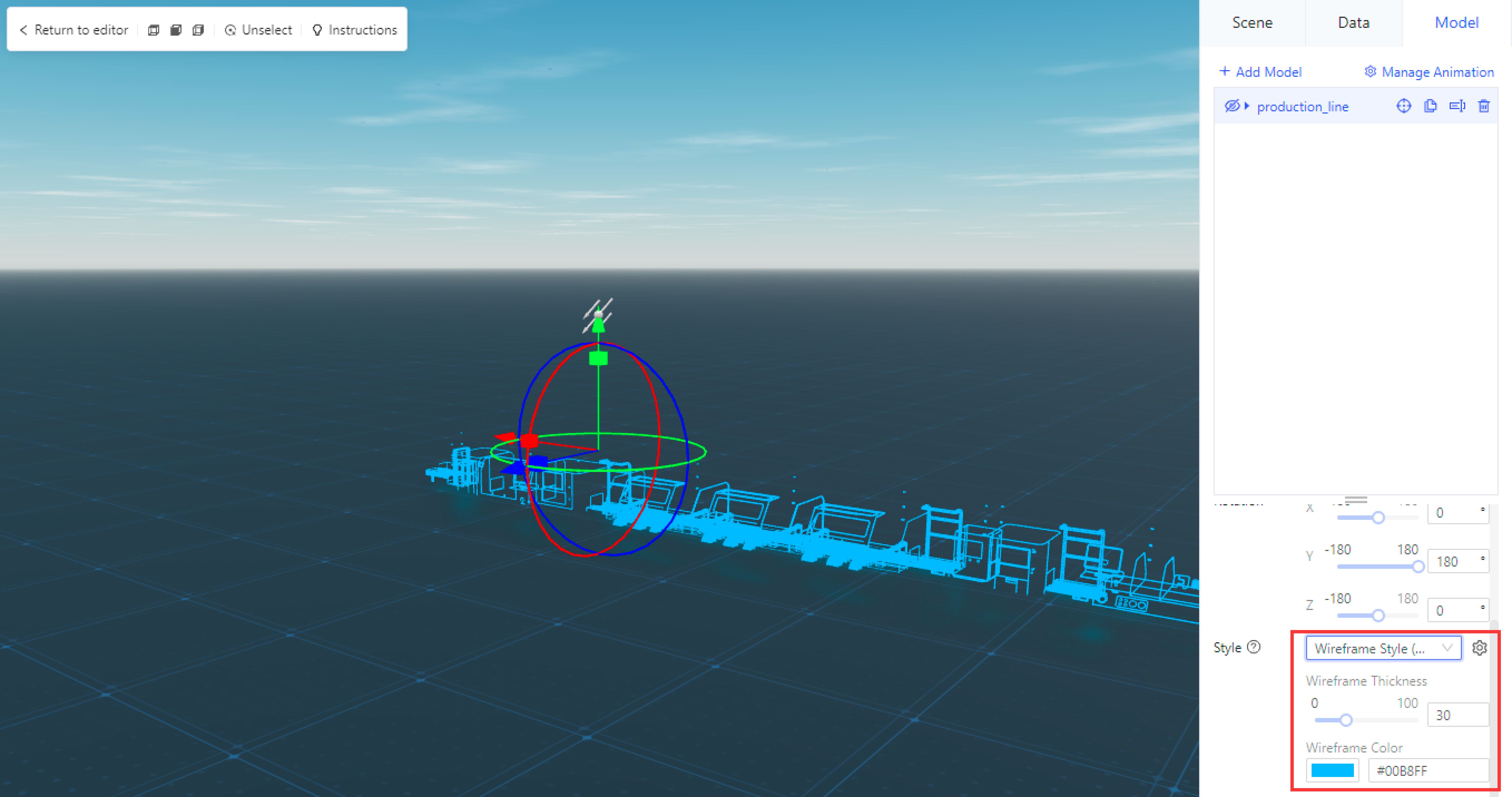 FVS Custom 3D Scene Component Wireframe Style-FineReport Help Document