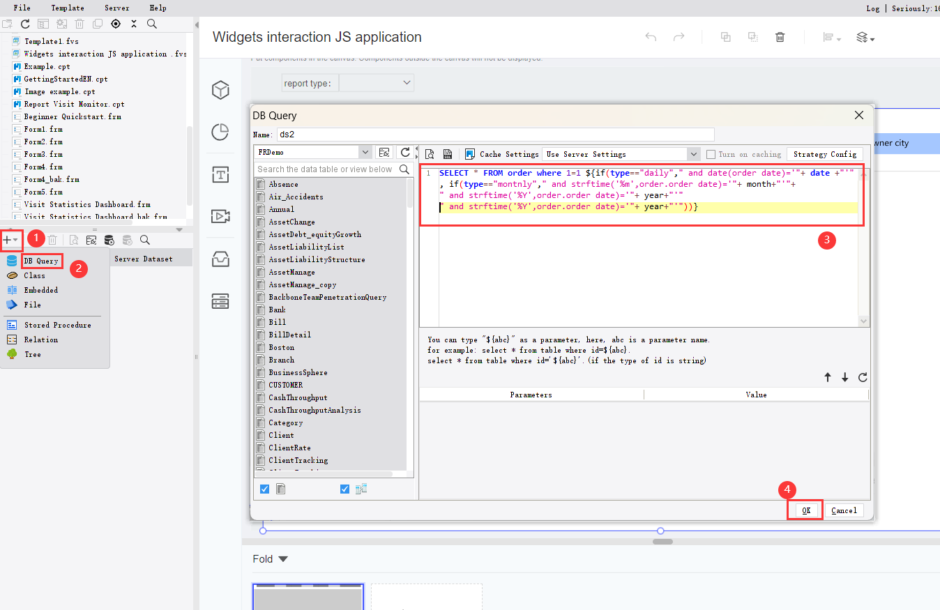 Realizing Widget Linkage and Query in the FVS Report-FineReport Help Document
