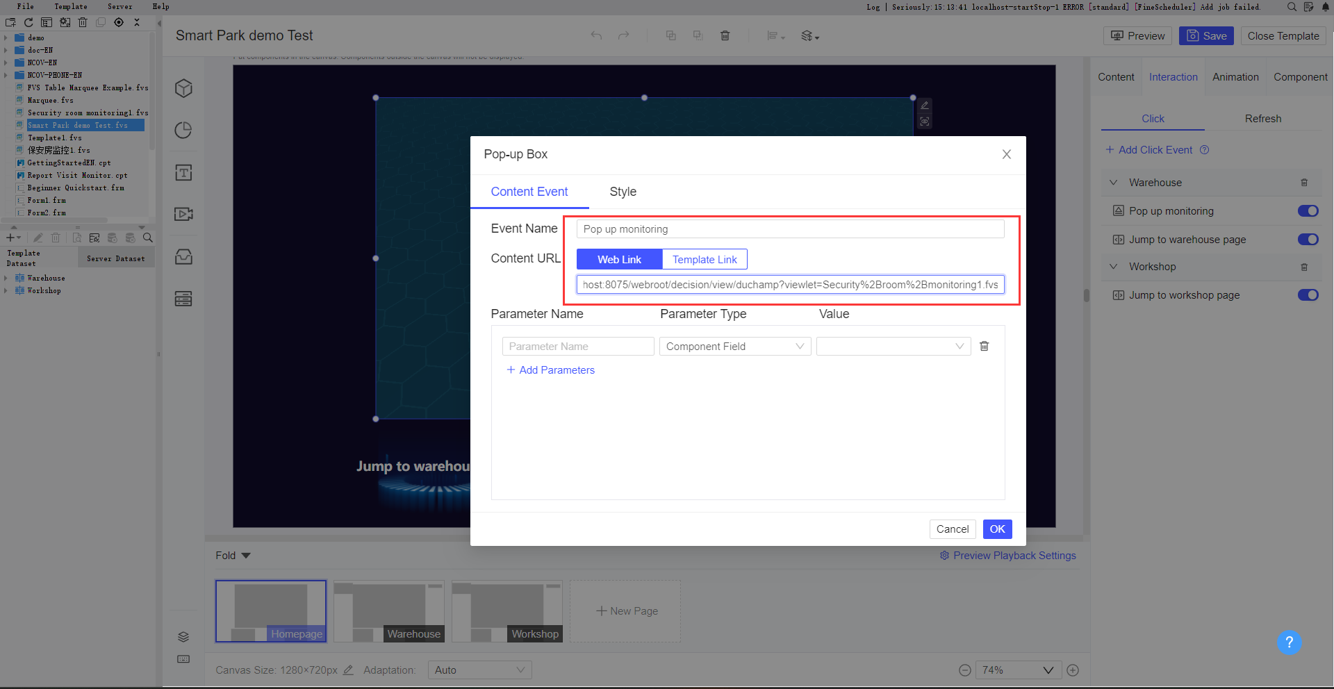 Creating a 3D Park Monitoring Scene-FineReport Help Document