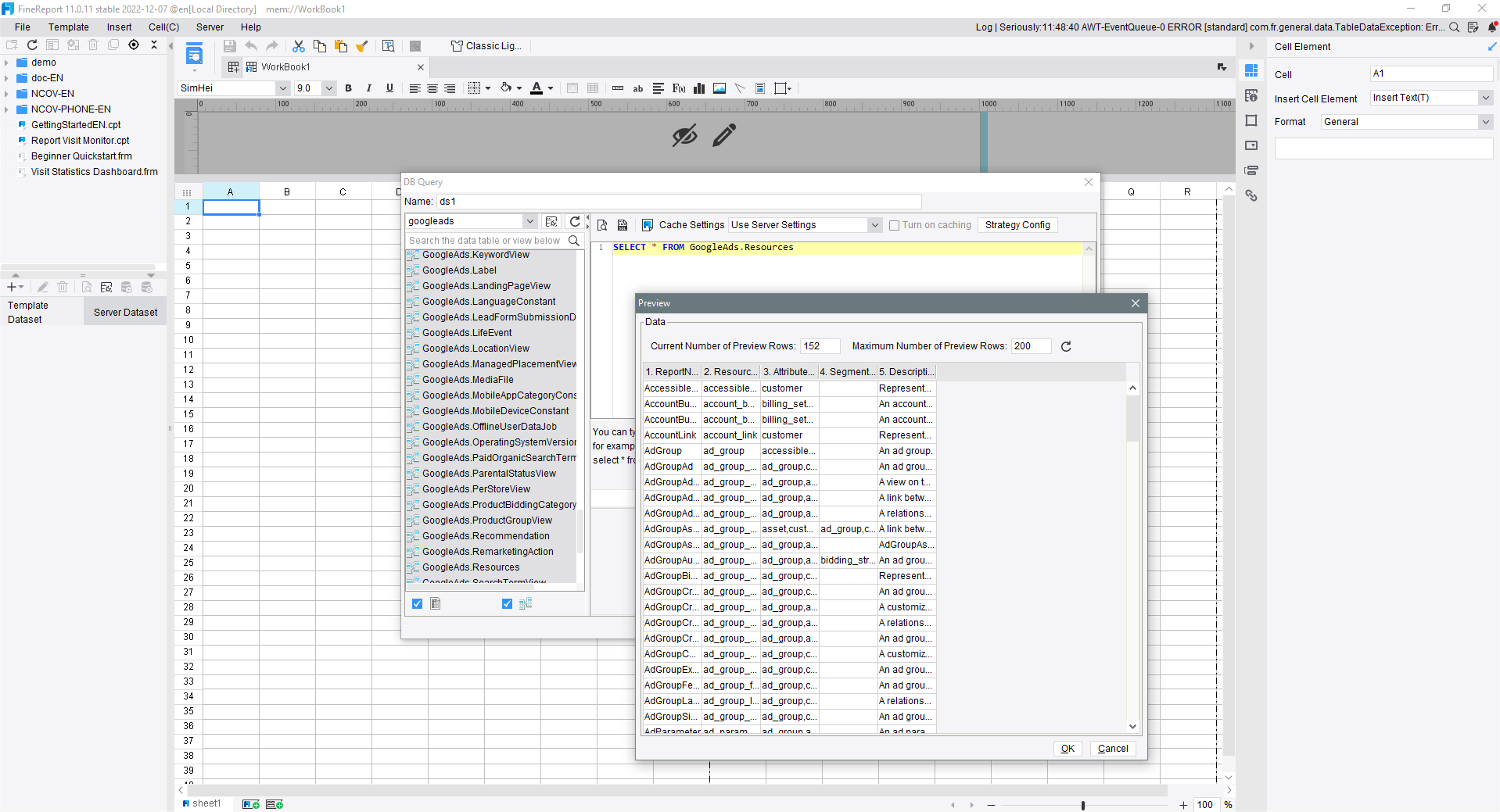 Google Ads Data Connection-FineReport Help Document