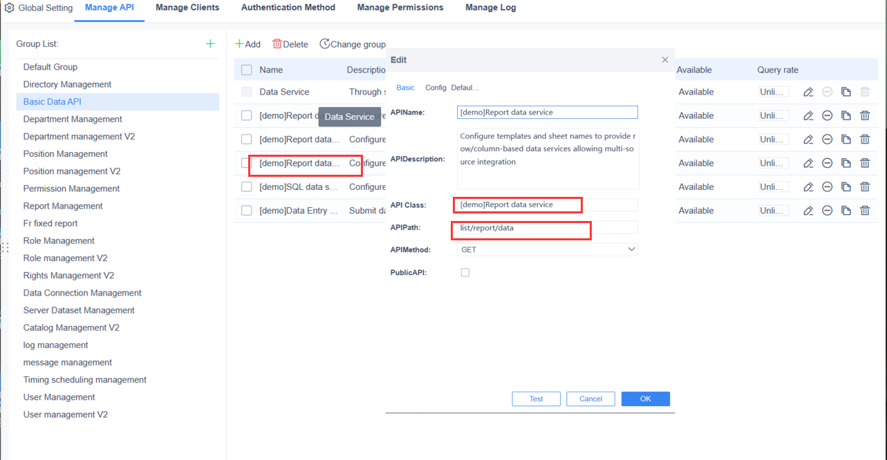 Example of Calling Open Platform API-FineReport Help Document
