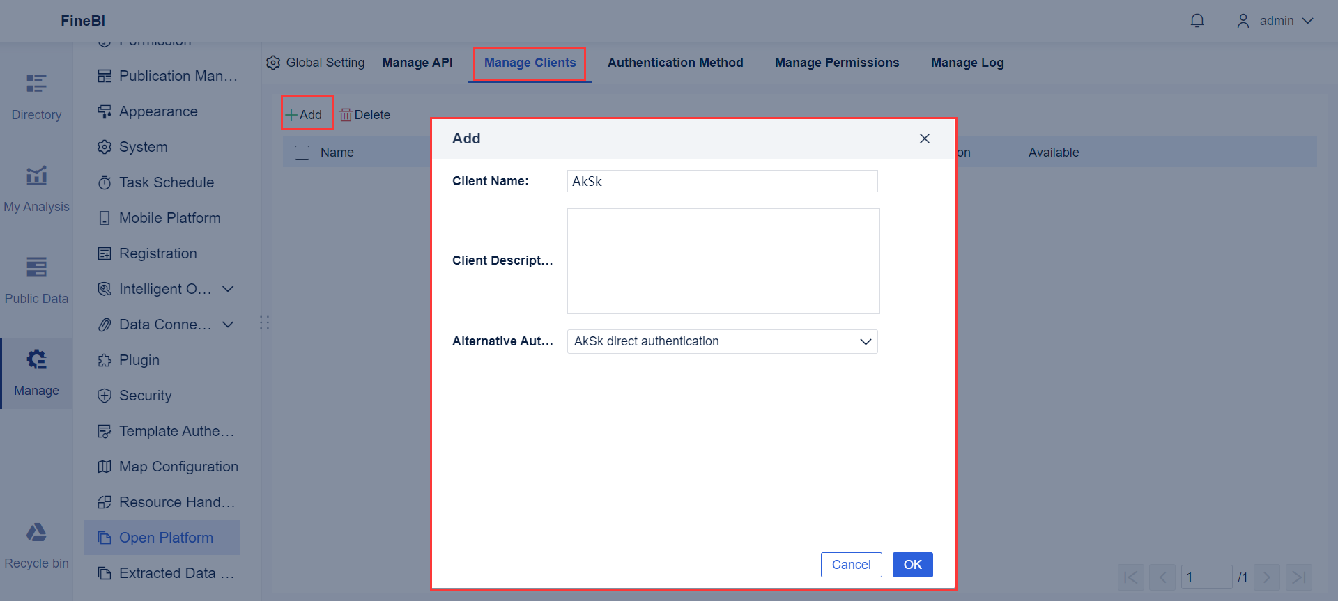 Example of Open Platform Business Scenario-FineReport Help Document