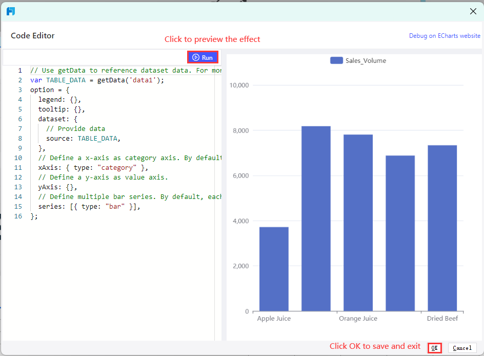 ECharts Graph Referencing Template Dataset-FineReport Help Document