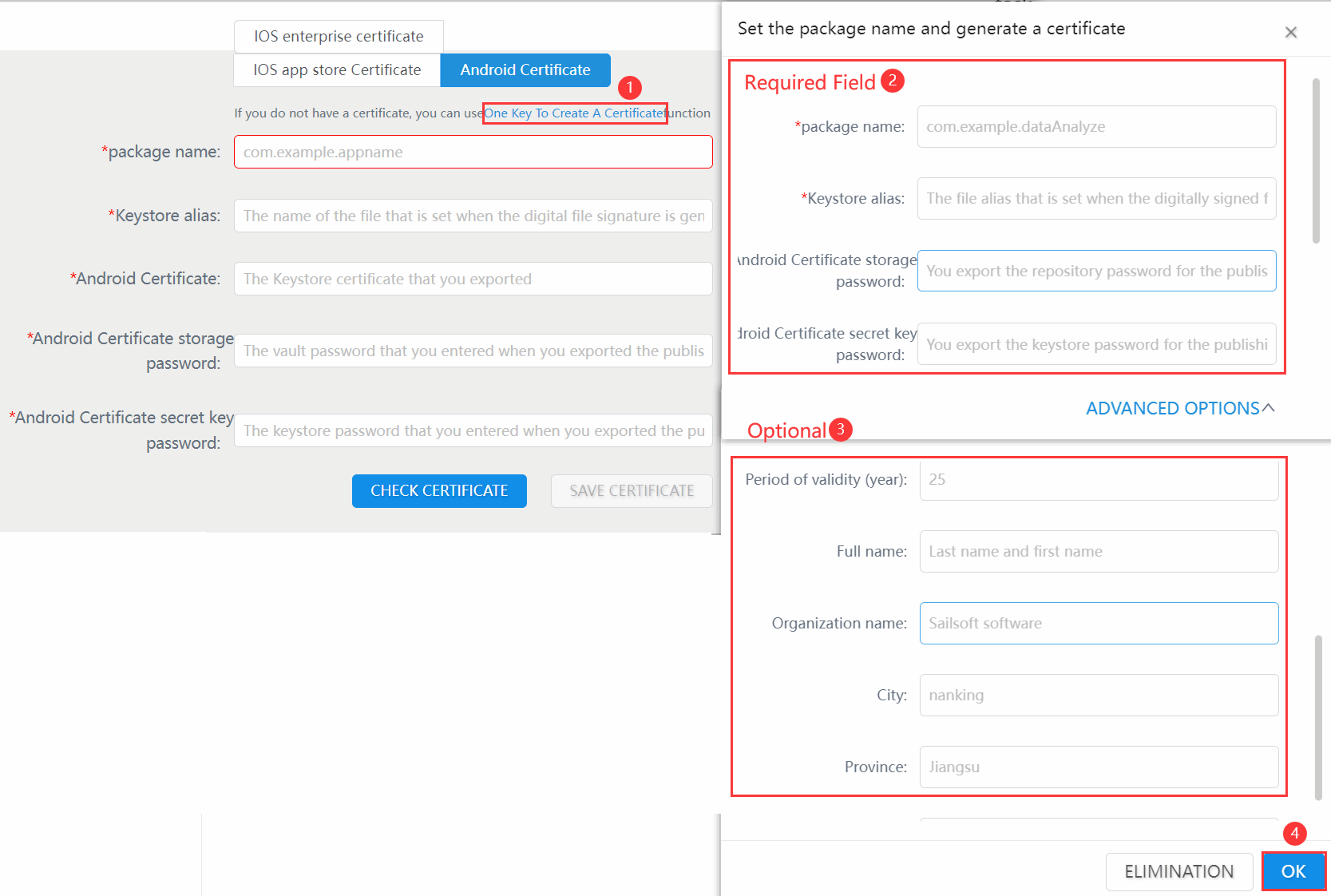 Configuring App OEM Android Certificate-FineReport Help Document