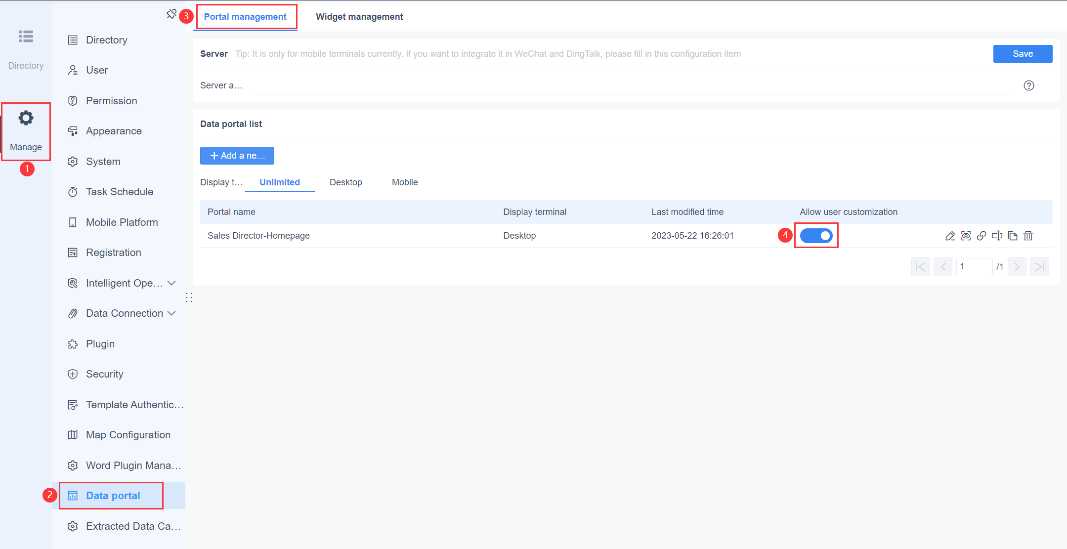 Data Portal Usage Example-FineReport Help Document