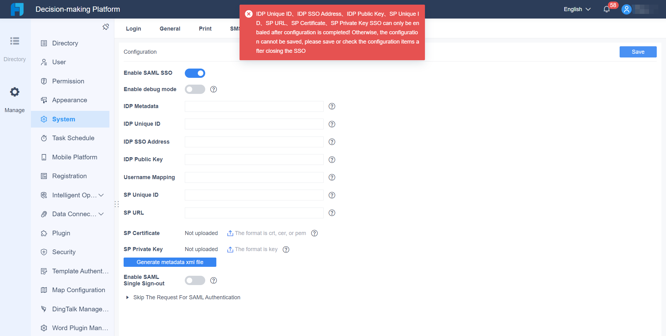 SAML Single Sign-on Plugin-FineReport Help Document