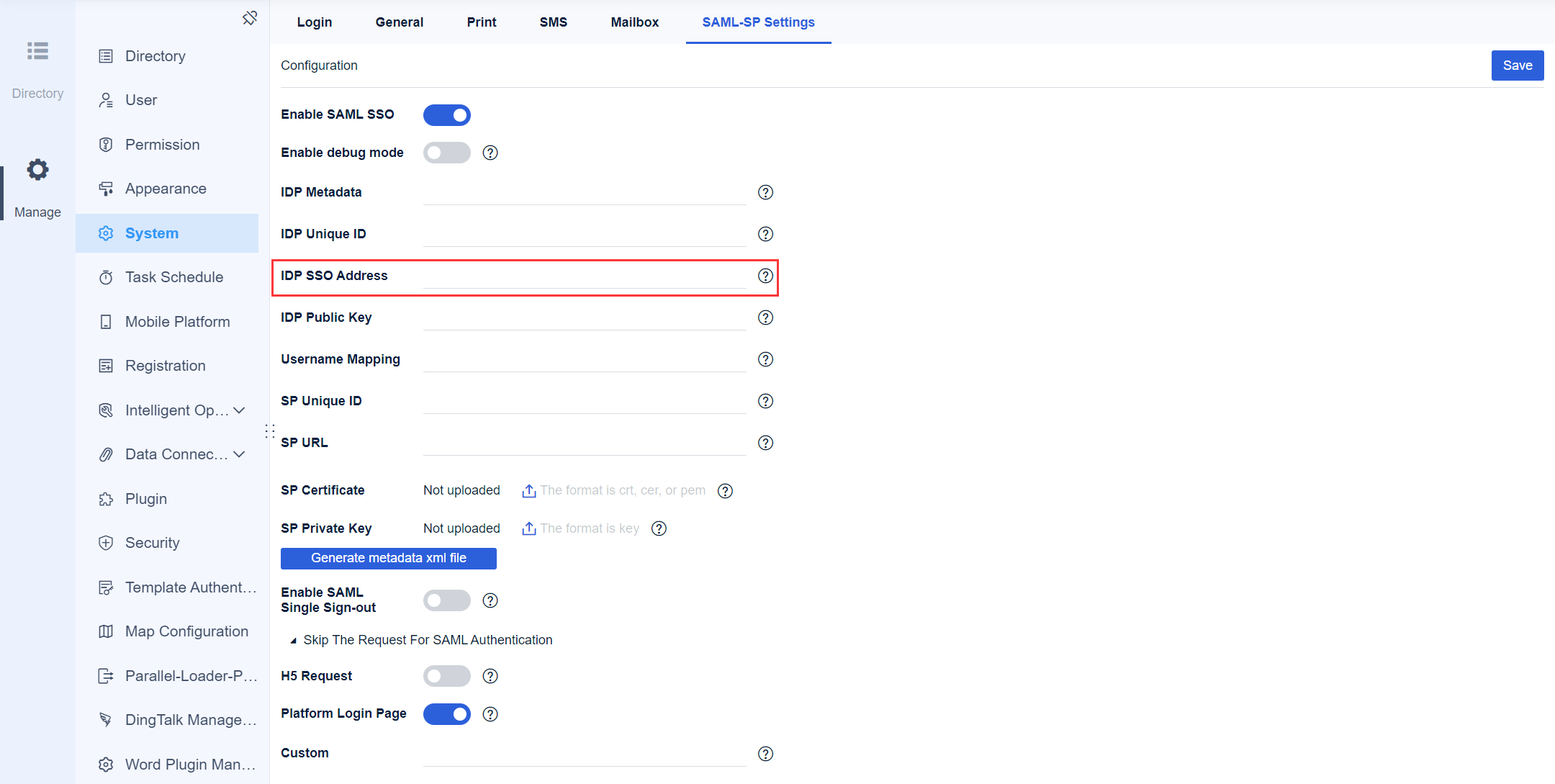 SAML Single Sign-on Plugin-FineReport Help Document