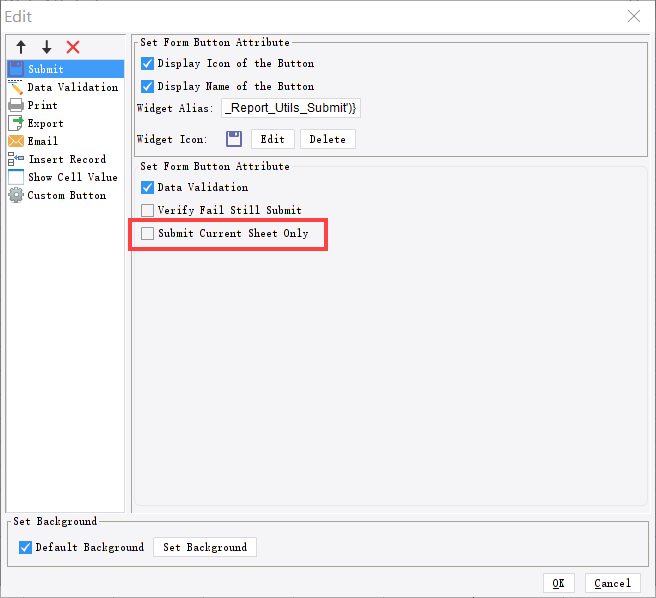 Setting Attributes of Submit Button-FineReport Help Document